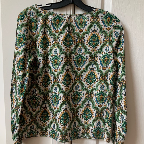 Talbots | Tops | Talbots Brand Green And Metallic Gold Design Cotton ...